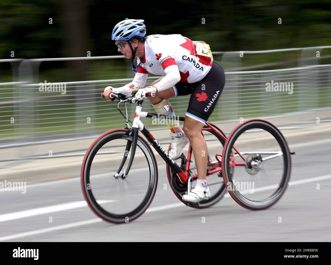 Shelly Gautier of Canada competes in the women's T1-class road race ...