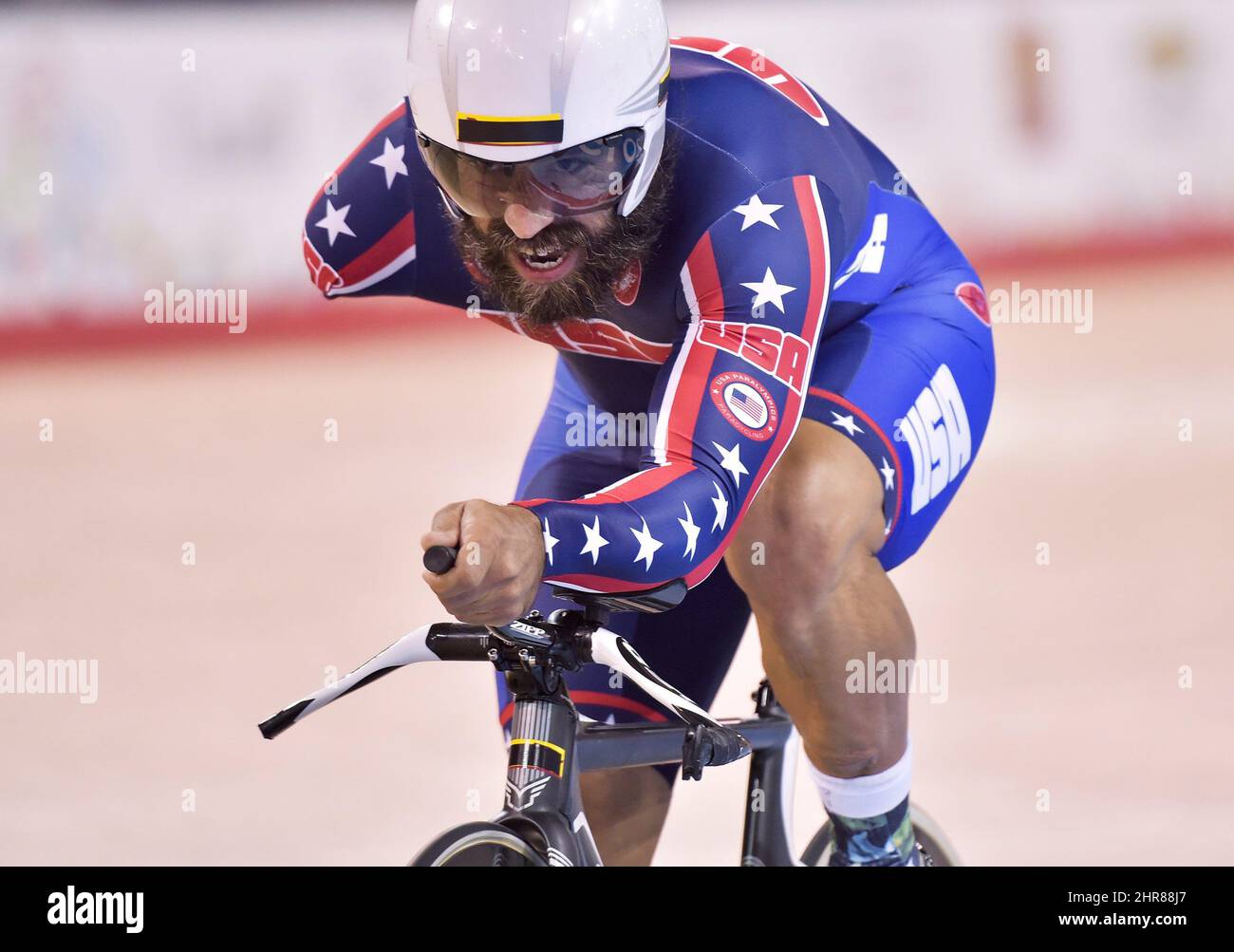 Joseph Berenyi of the United States competes in the men's one kilometer ...