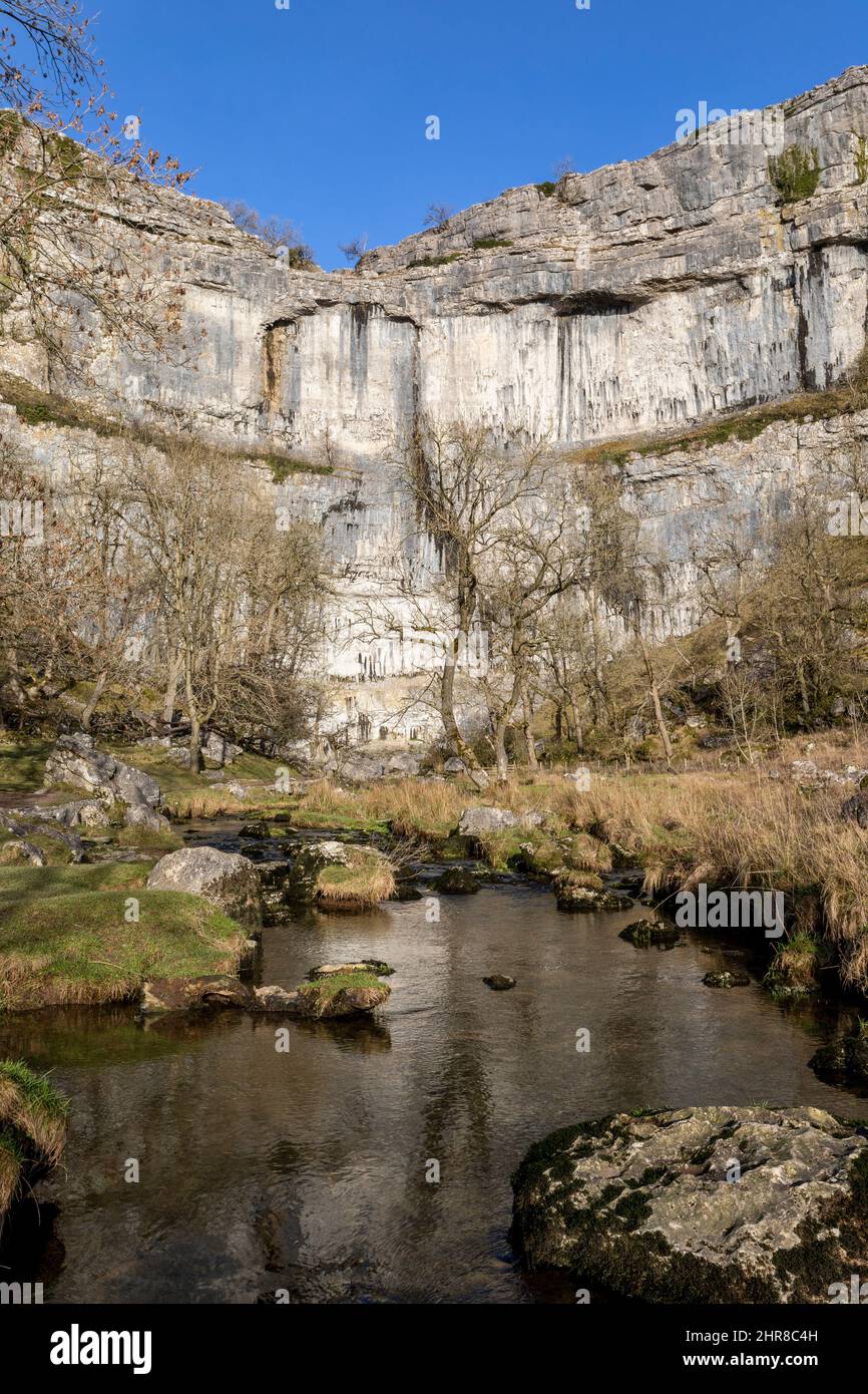 Malham cove with Malham Beck vertical format Stock Photo - Alamy