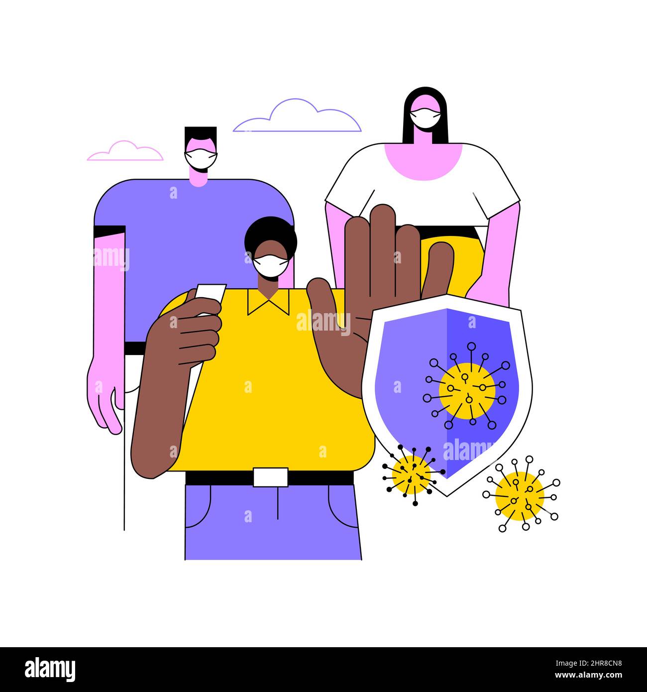 Wear a mask abstract concept vector illustration. Virus spread ...