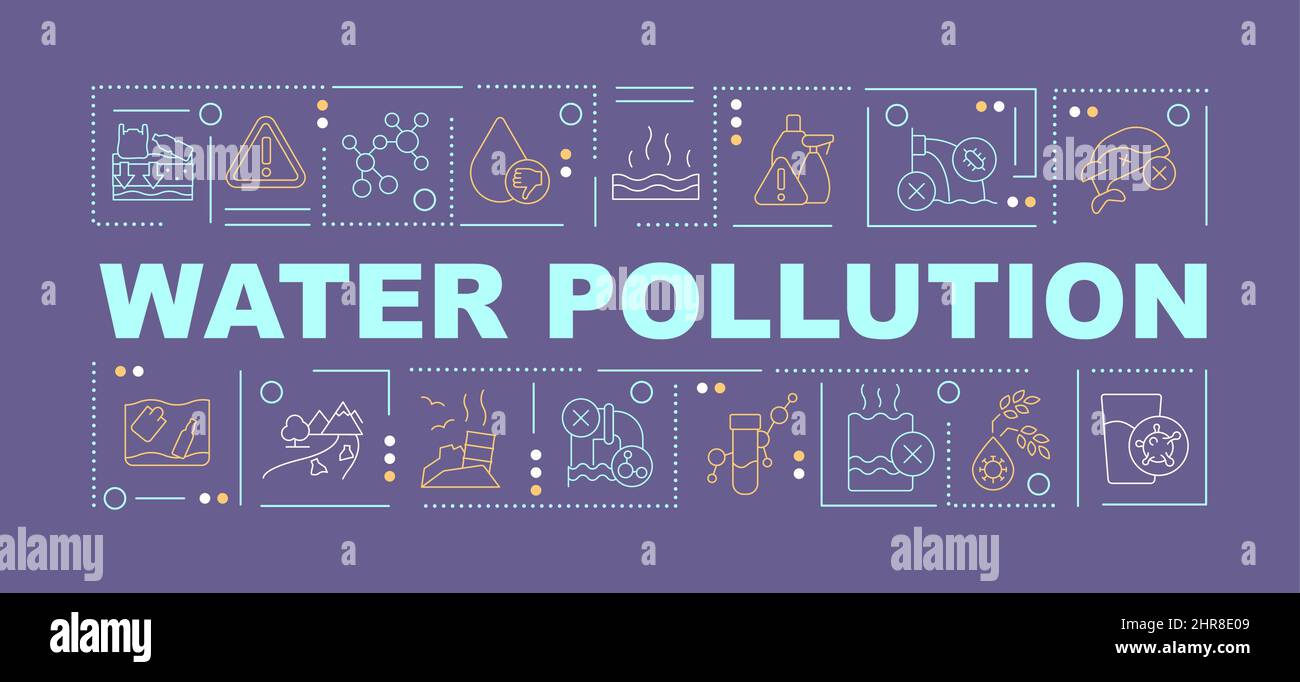 Polluted water consequences word concepts dark purple banner Stock ...