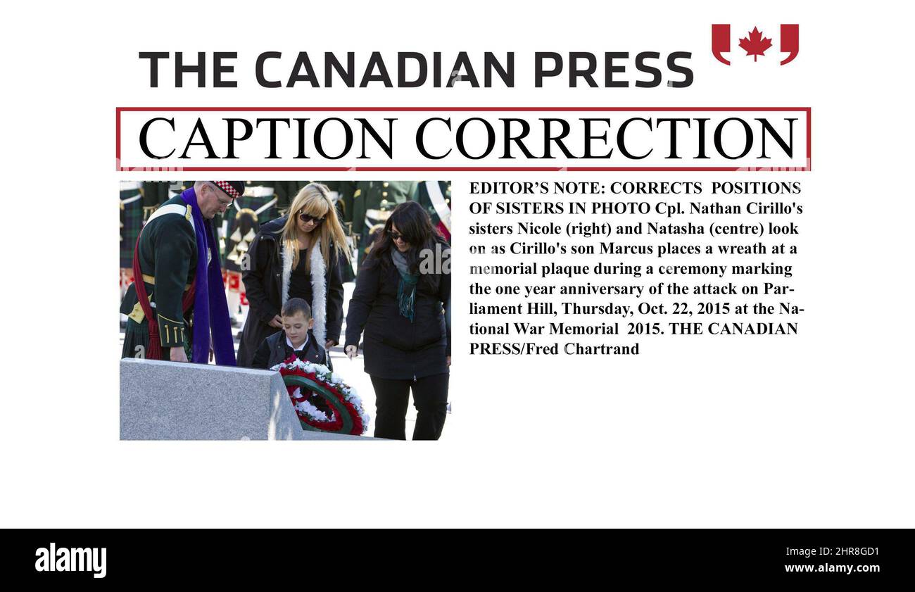 CORRECTS WOMAN'S POSITIONS OF SISTERS IN PHOTO Cpl. Nathan Cirillo's ...