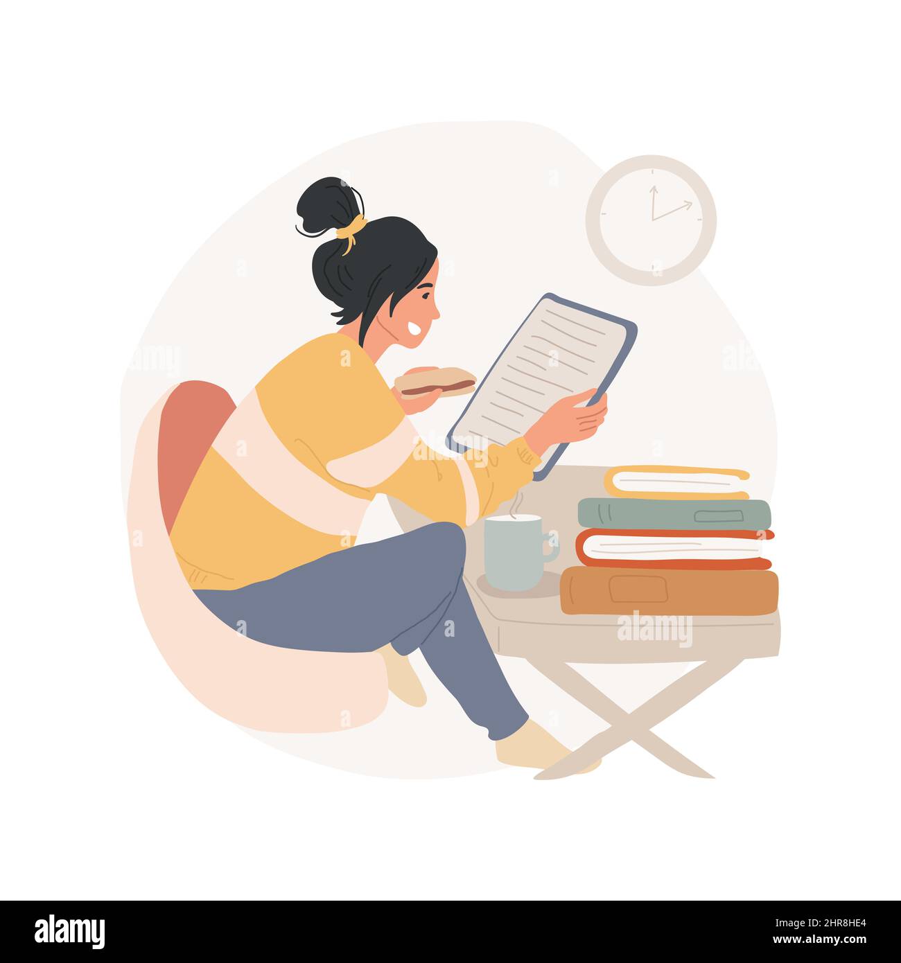 Teenager Cartoon Girl Studying