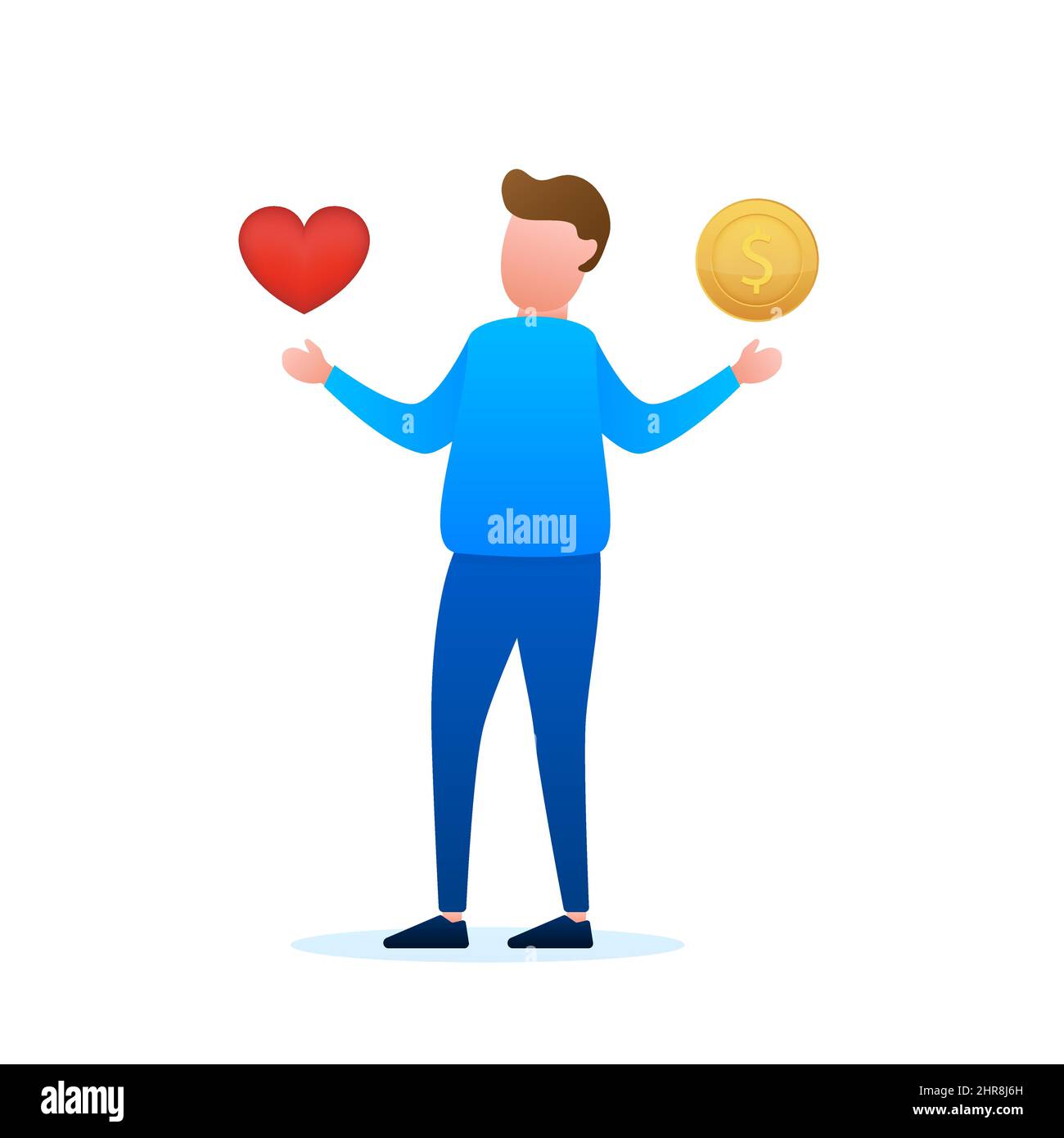 Man choosing between two options love is money. Vector stock ...