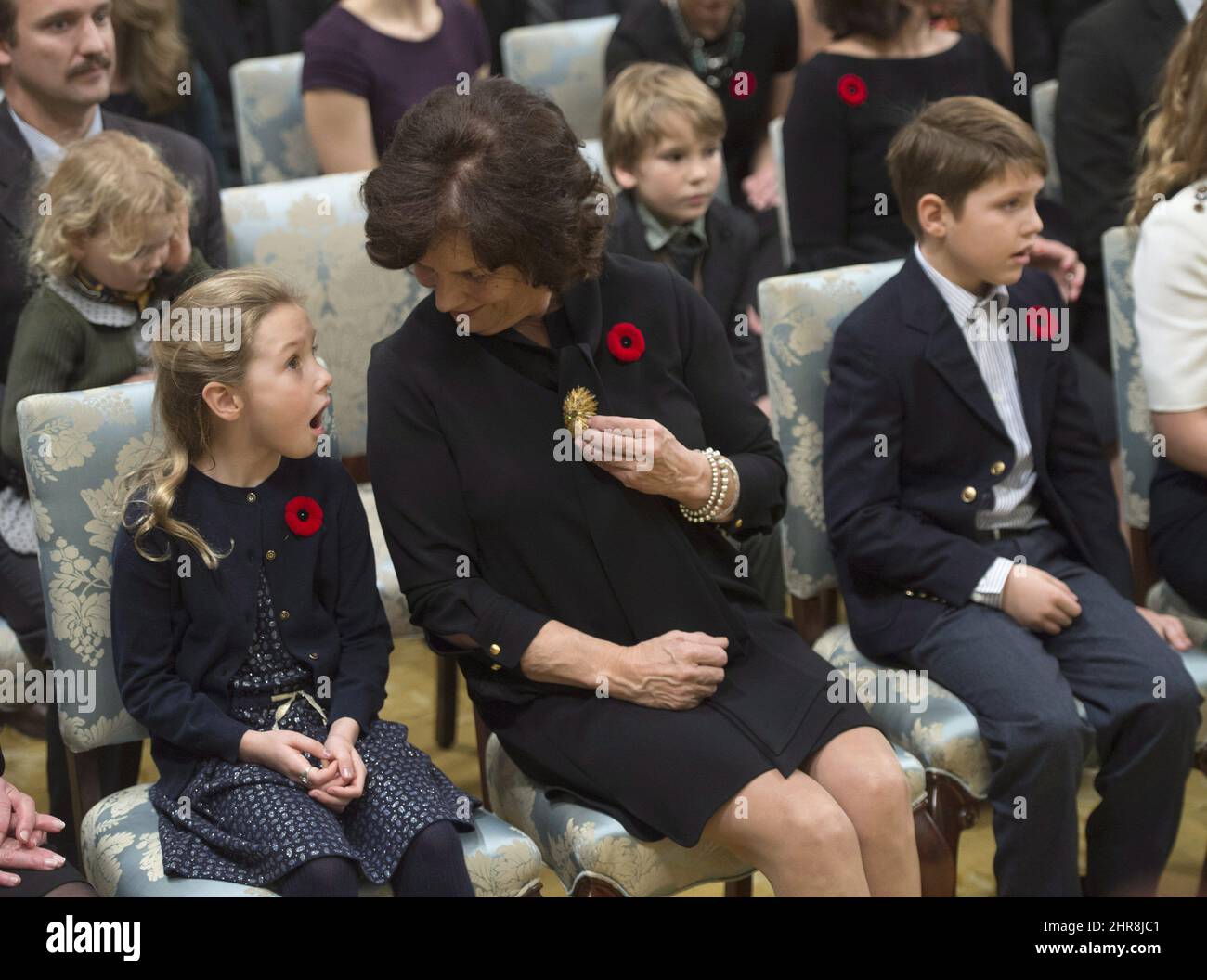 Margaret Trudeau talks to her granddaughter Ella-Grace as her son ...