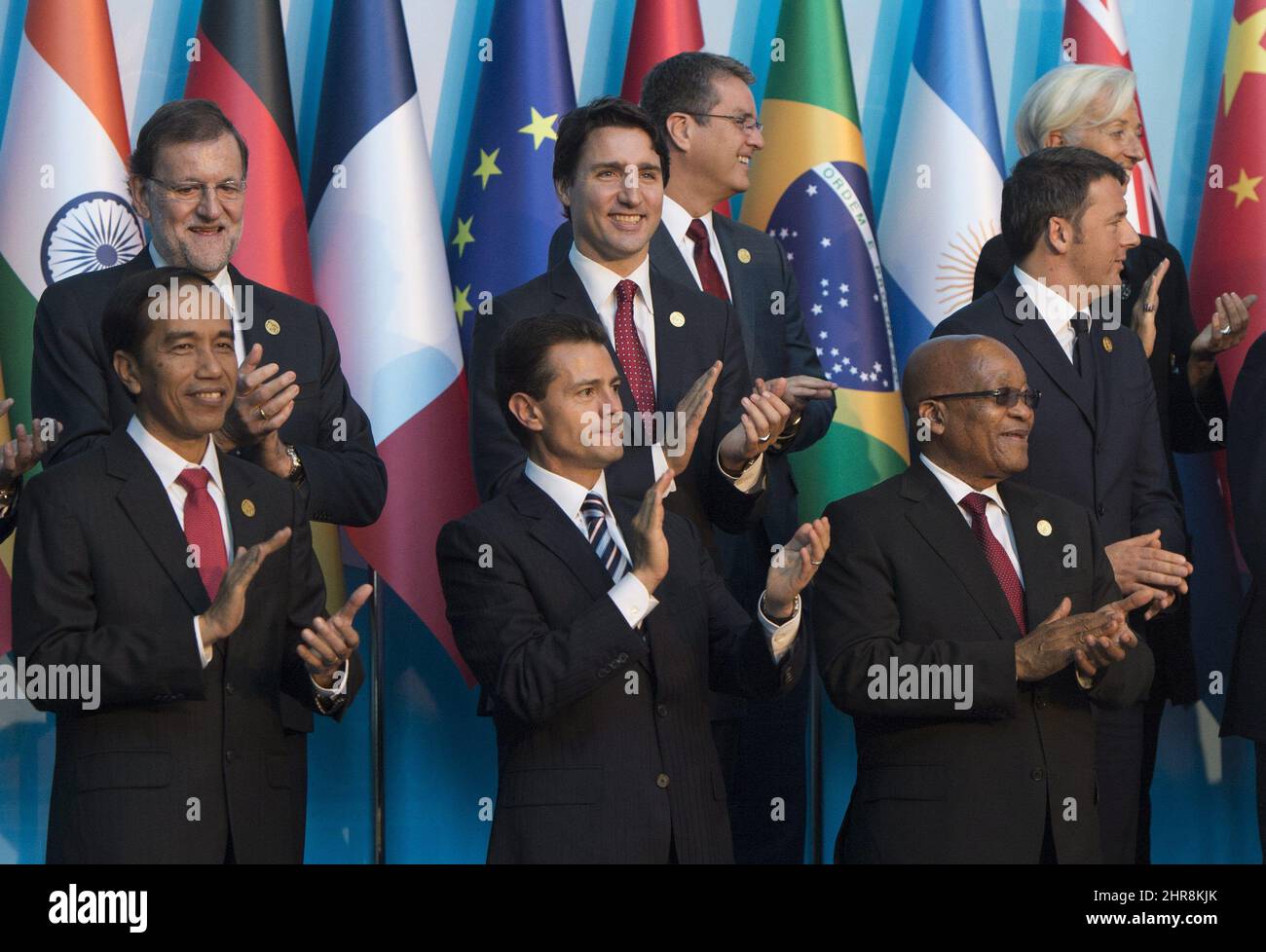 Prime Minister Justin Trudeau, middle, takes part in the official ...