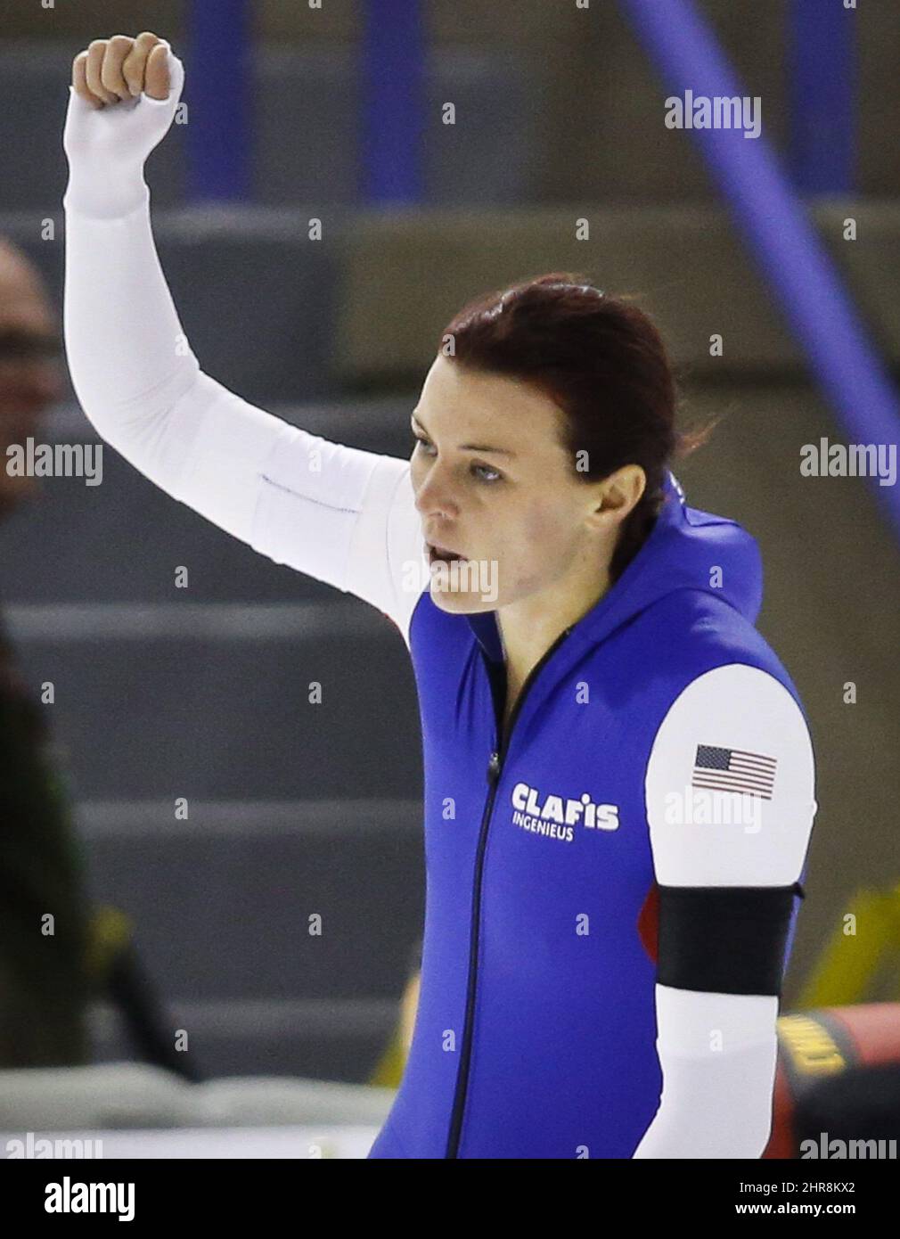 Heather Richardson, of the United States, celebrates her new World ...