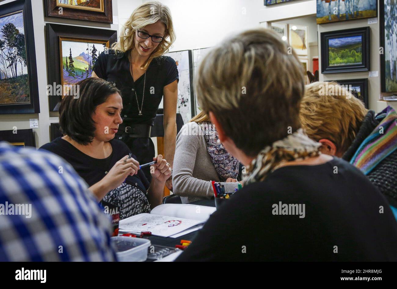 Crystal Salamon, top centre, an illustrator and adult colouring book ...