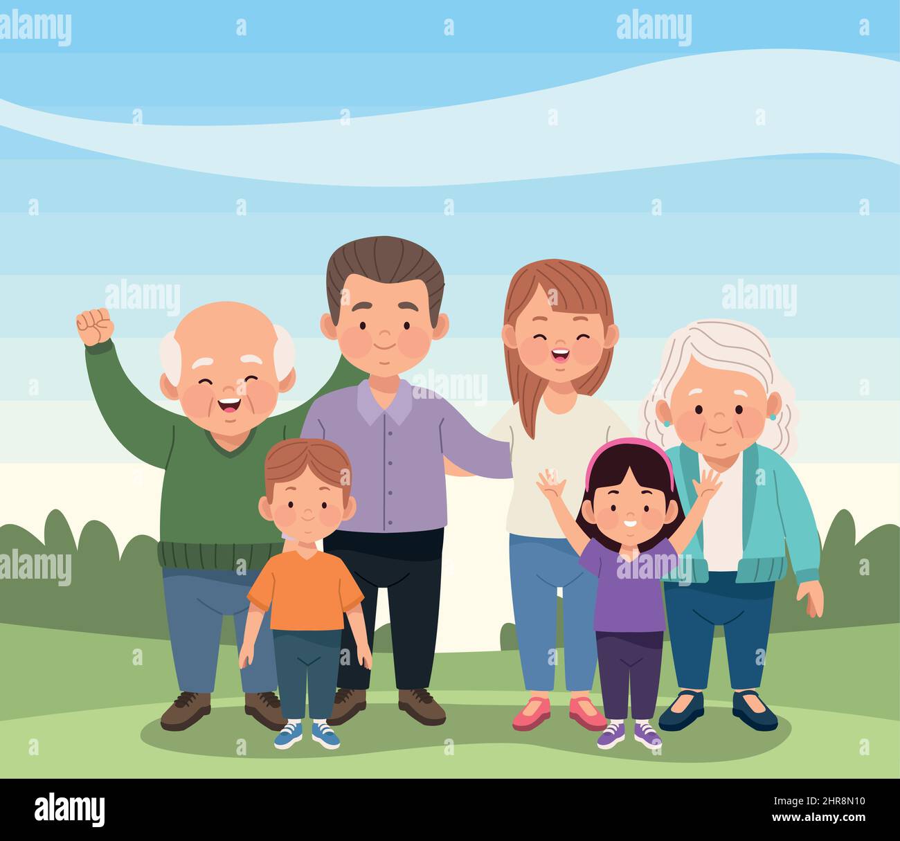 Multi generational family portrait Stock Vector Images - Alamy