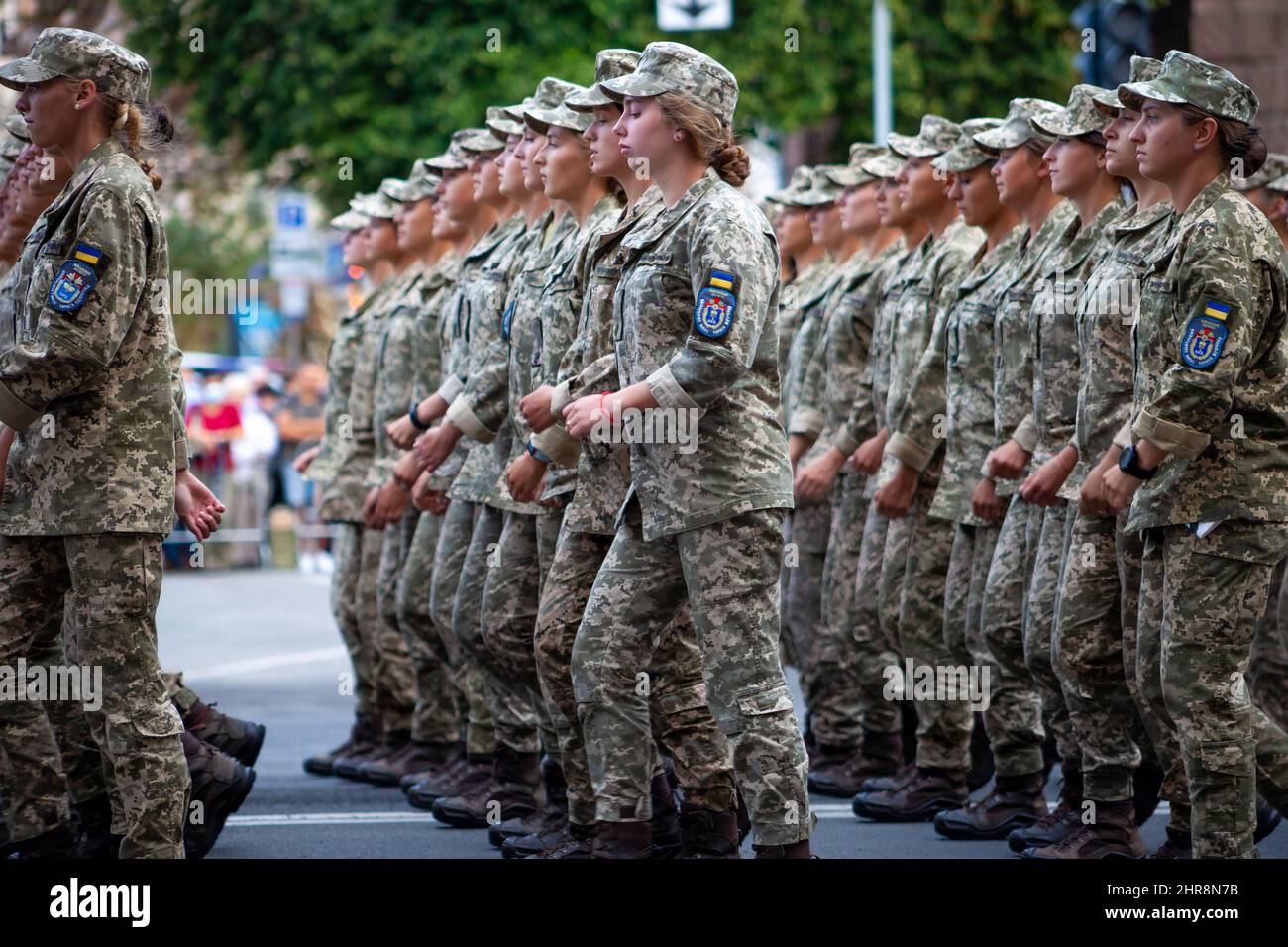 Ukraine, Kyiv - August 18, 2021: Military girls. Airborne forces ...