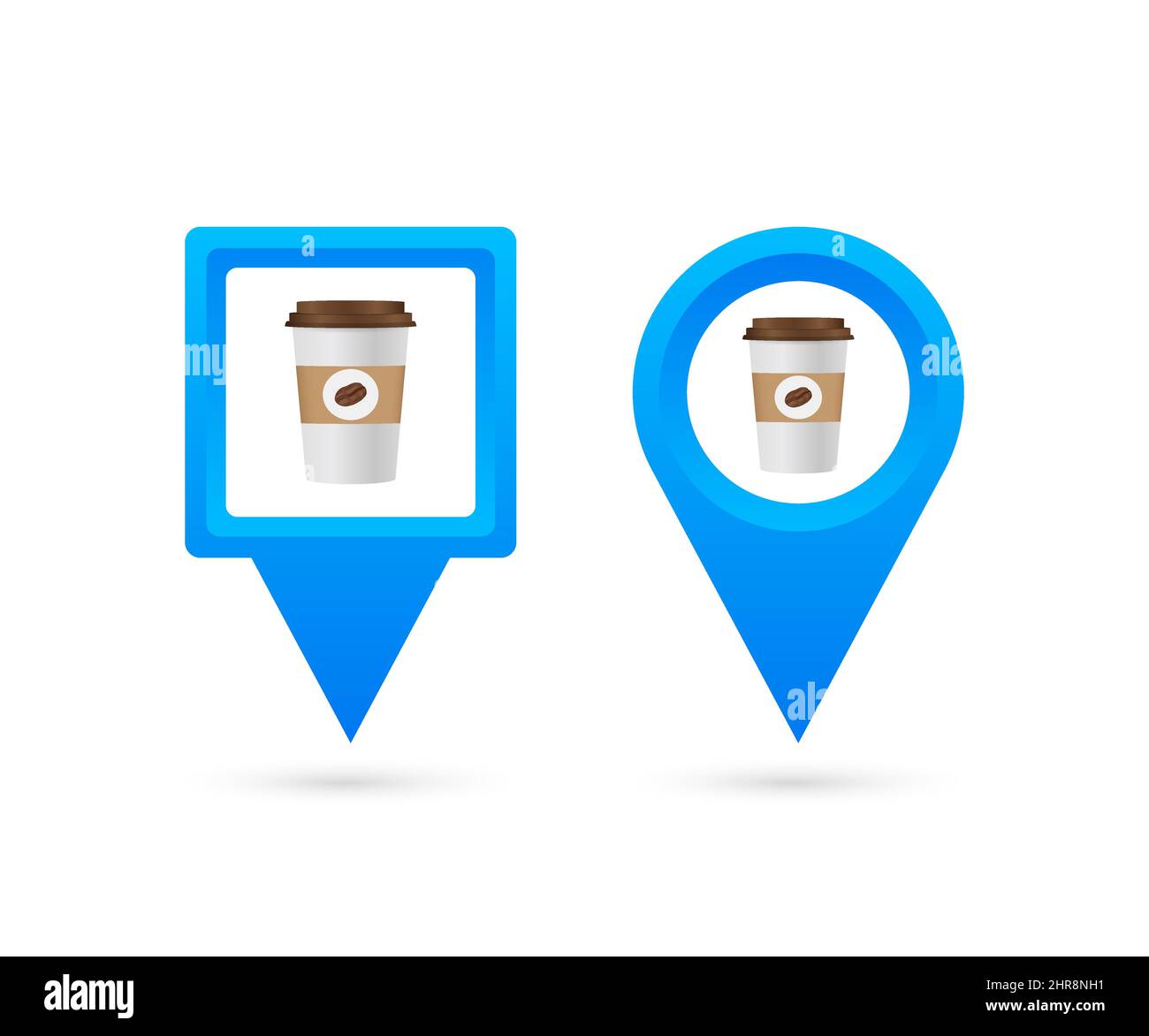 Map pointer with coffee. Pin Point cafe. Vector stock illustration ...