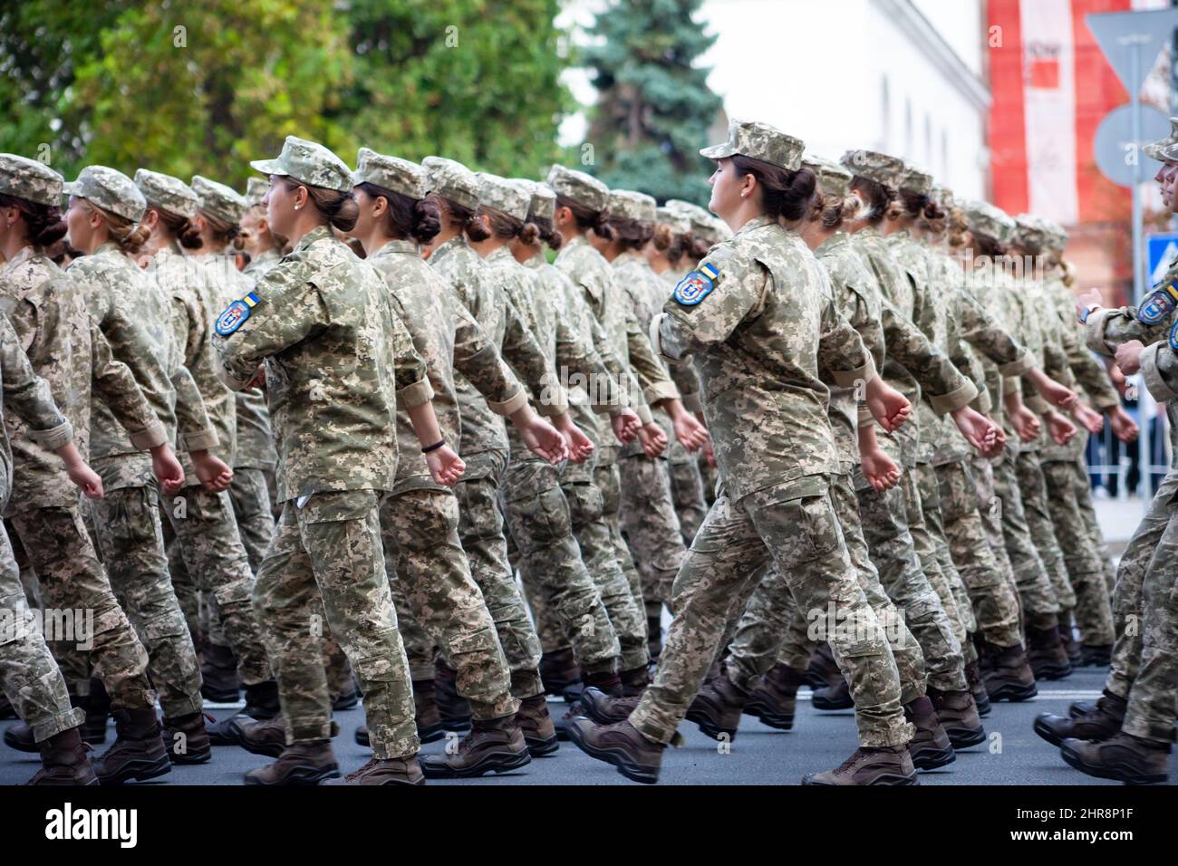 Ukraine, Kyiv - August 18, 2021: Military girls. Airborne forces ...