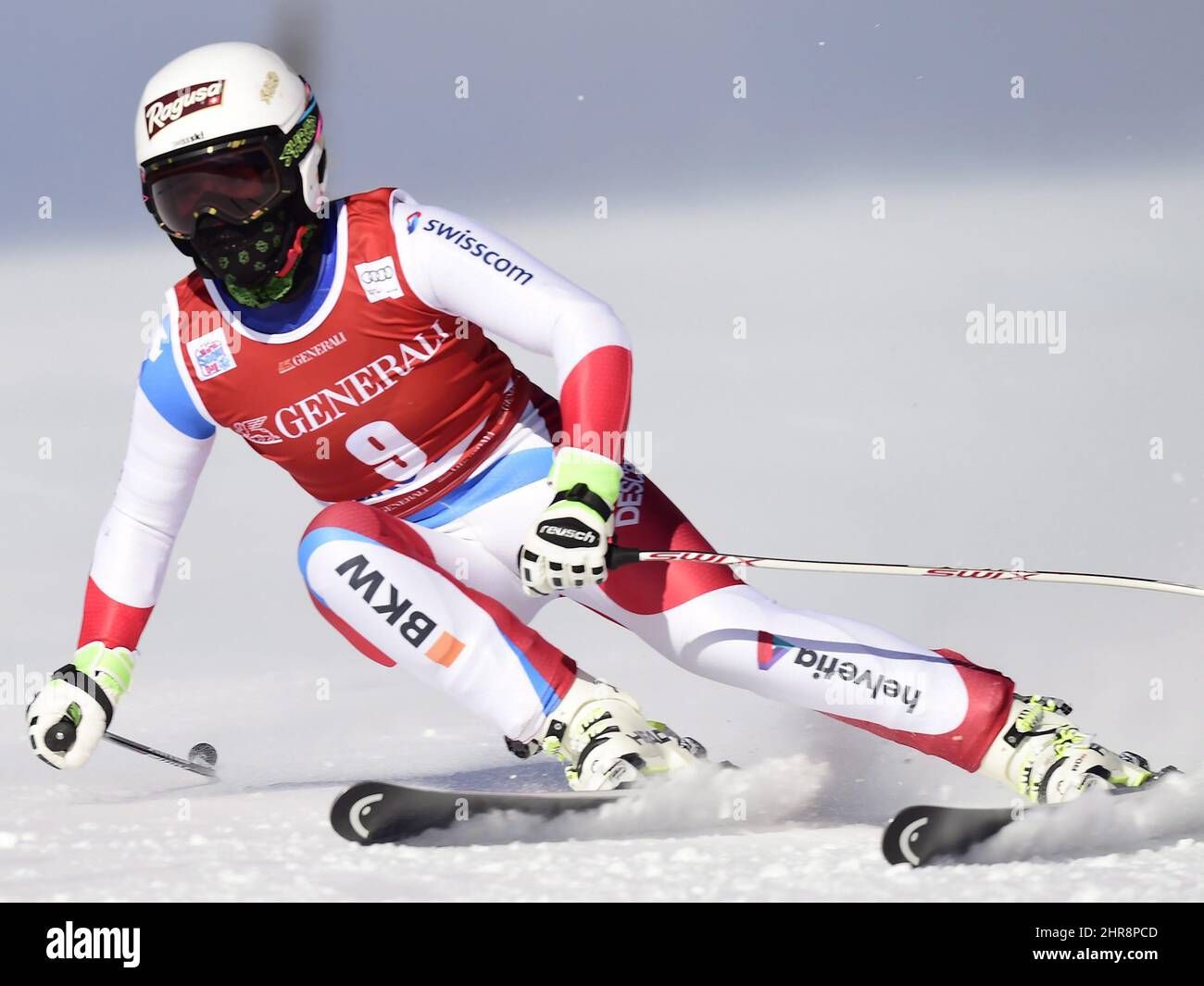 Lara Gut of Switzerland skis down the course during a training run for ...