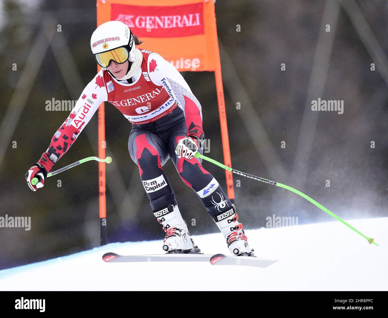 Larisa Yurkiw of Canada skis down the course during a training run for ...