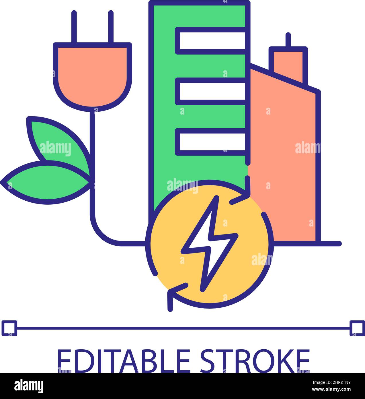 Urban sustainable electric energy RGB color icon Stock Vector Image ...