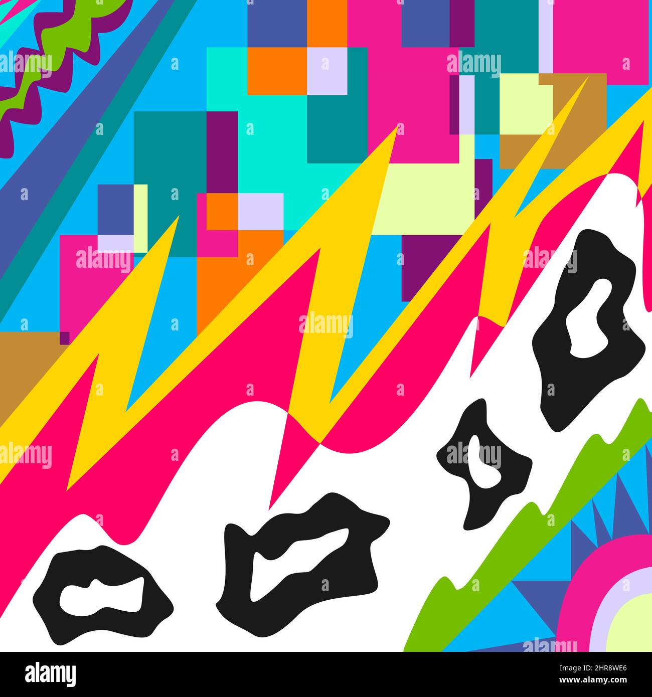 Geometric pattern. Squares, triangles, ovals. Multicolored background ...