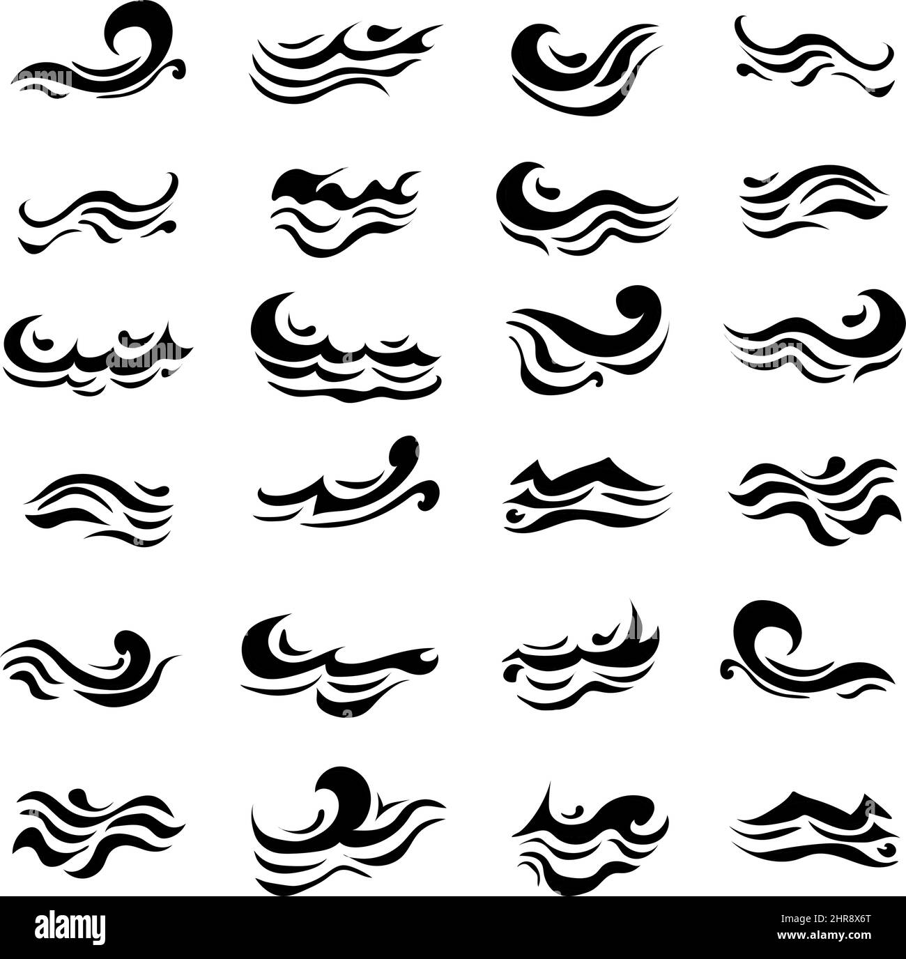 Set of sea silhouette waves flat design Stock Vector Image & Art - Alamy