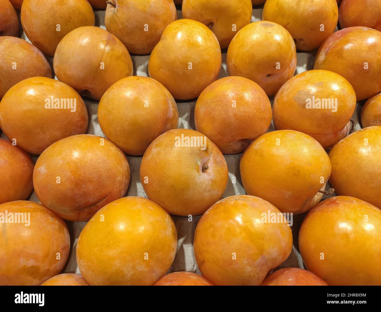 Fresh yellow plums fruits on market.Delicious healthy food,fruit ...