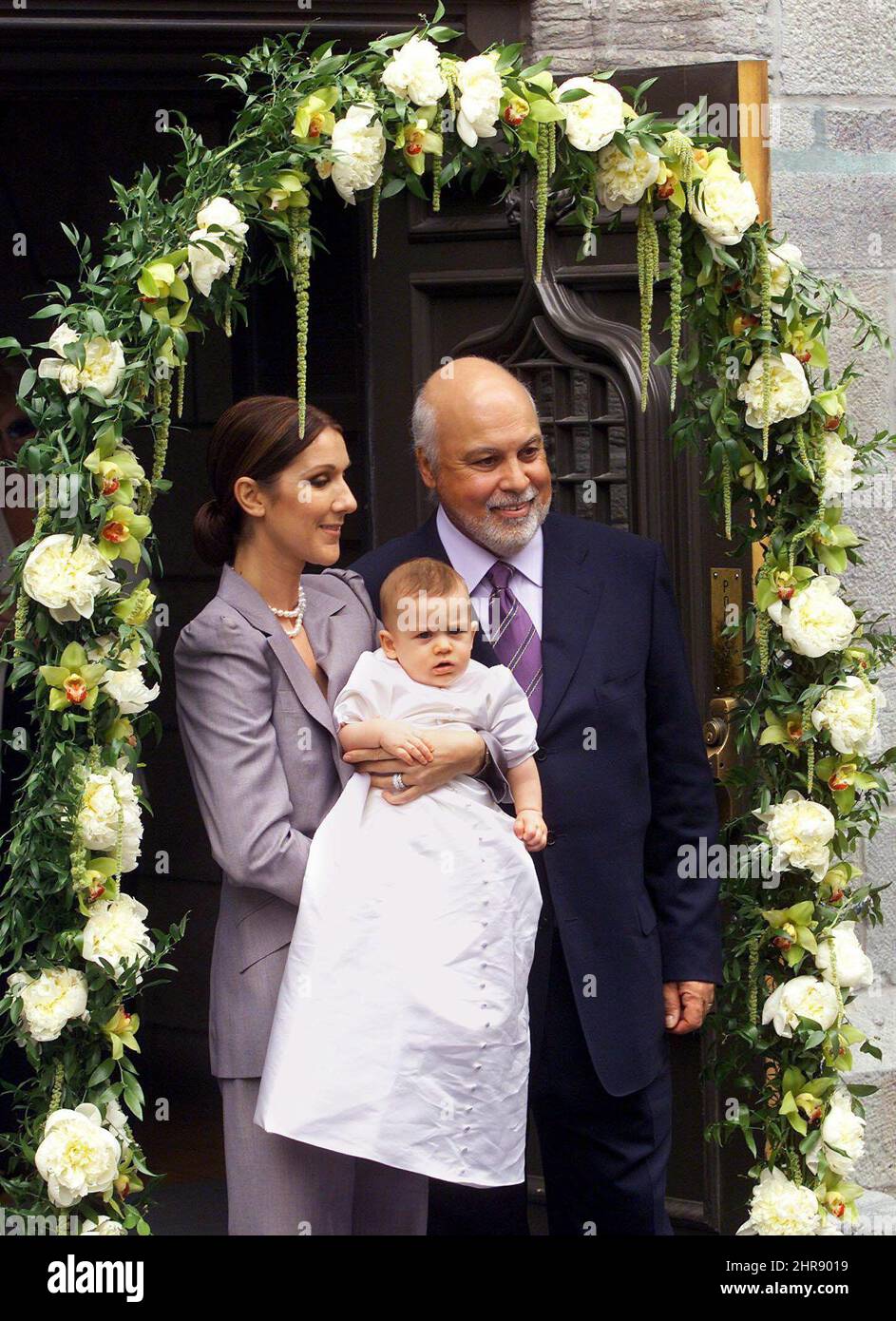 Singer Celine Dion and her Husband, Rene Angelil, hold their six-month ...