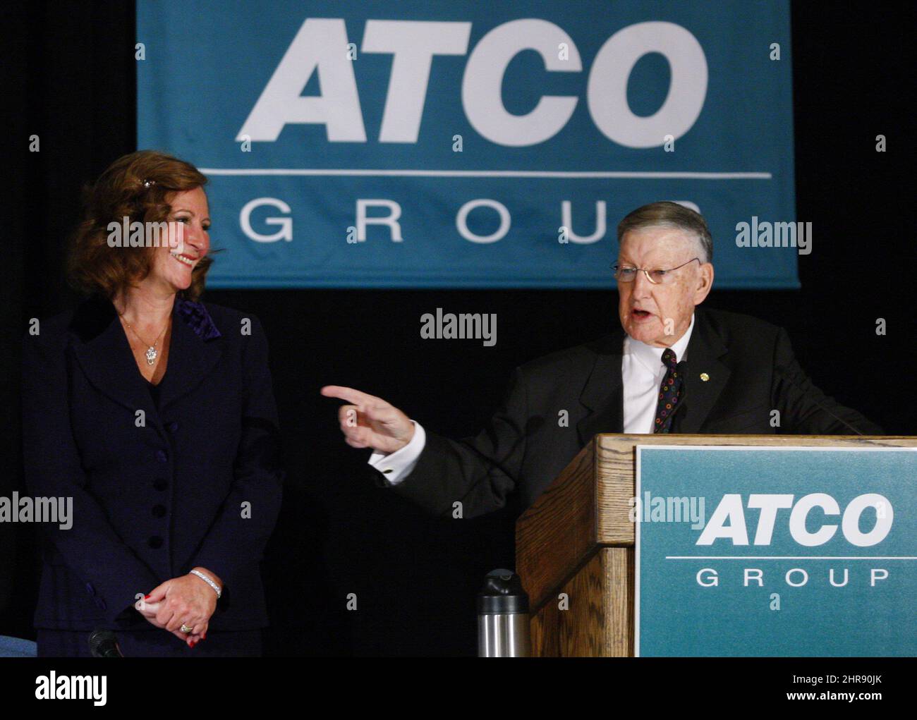 Nancy Southern, president and CEO of ATCO Group, left, and her father ...