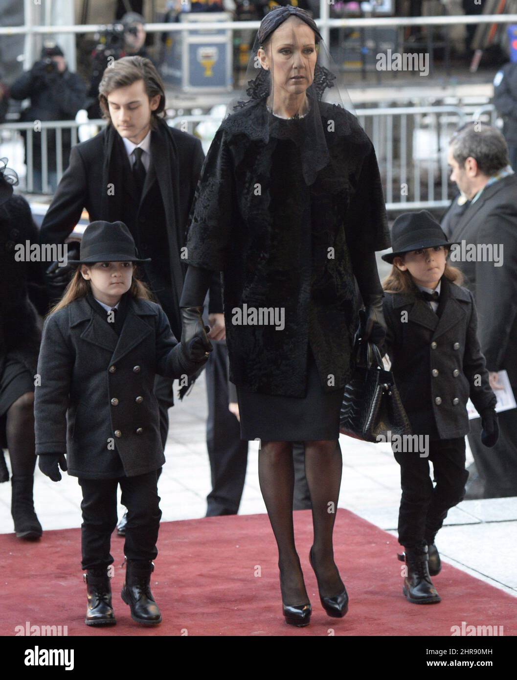 Celine Dion arrives with sons Eddy and Nelson at Montreal's Notre-Dame ...