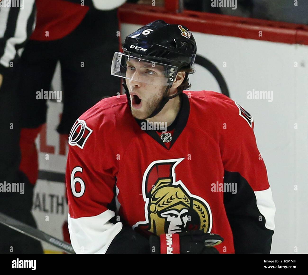 Ottawa Senators' Bobby Ryan (6) celebrates his goal against the Buffalo ...