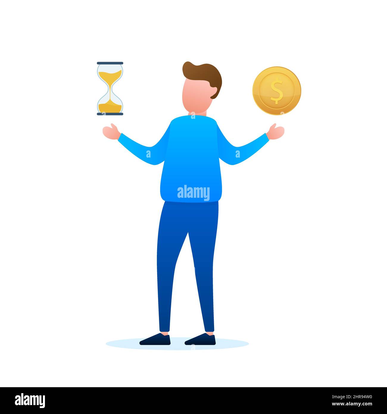 Man choosing between two options Time and money. Vector stock ...