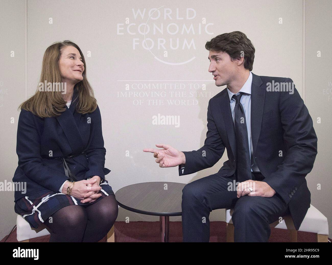 Prime Minister Justin Trudeau chats with Melinda Gates, co-founder of ...