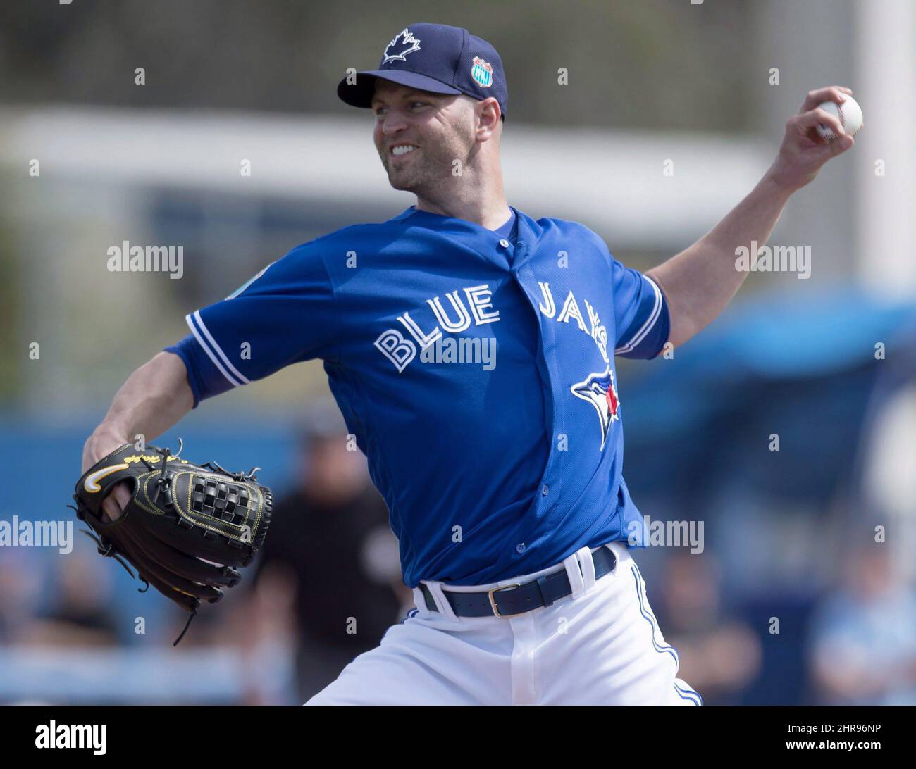 Toronto Blue Jays pitcher J.A. Happ pitches in an intersquad game at ...