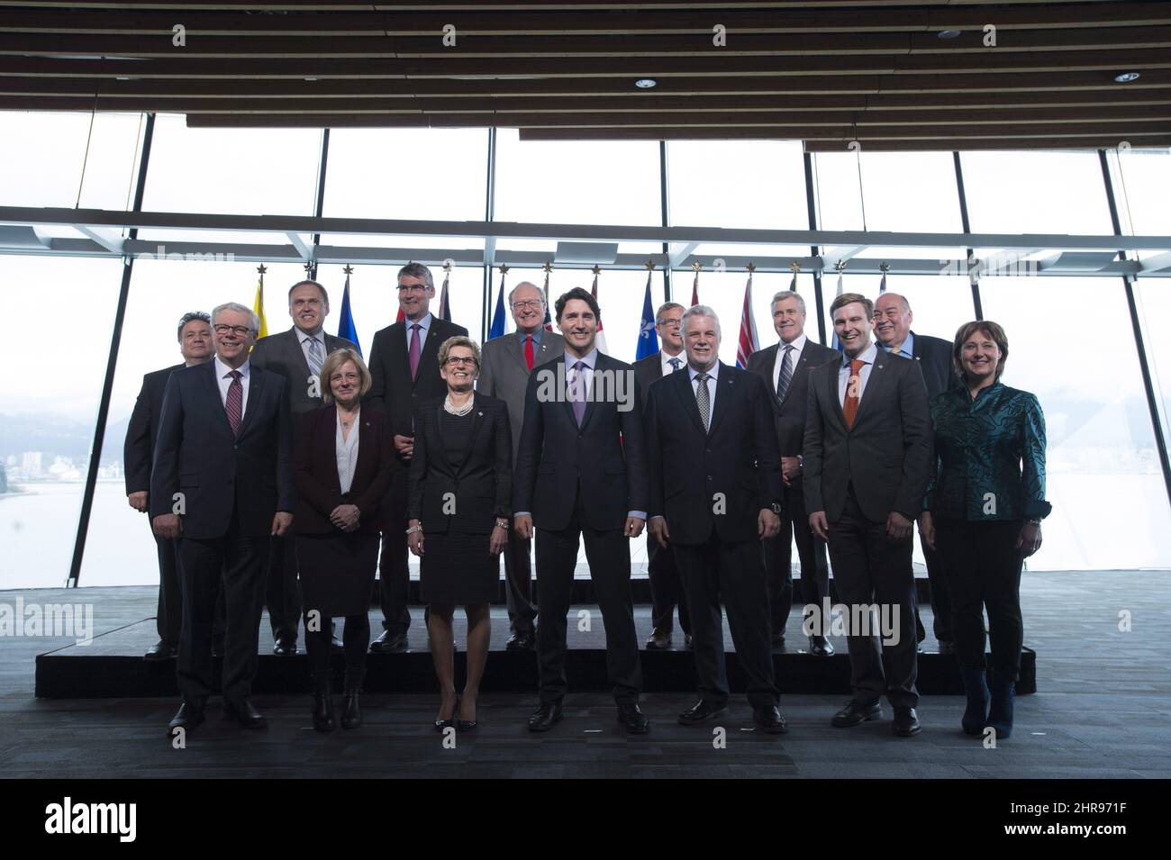 Prime Minister Justin Trudeau, centre, poses with Canada's premiers ...