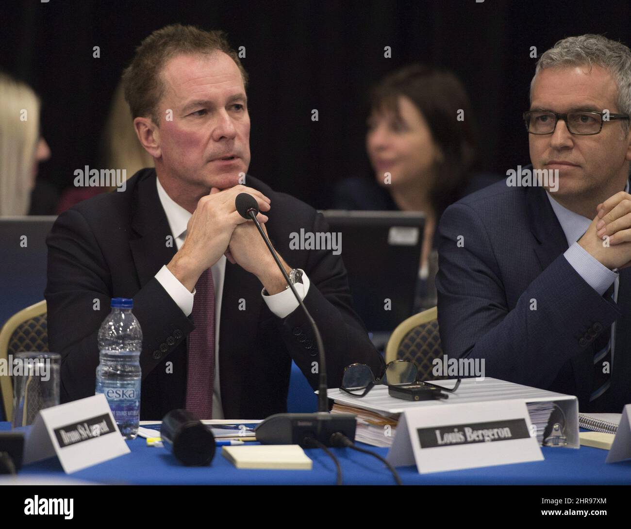 Louis Bergeron, left, spokesman for Energie Est, at the opening of ...