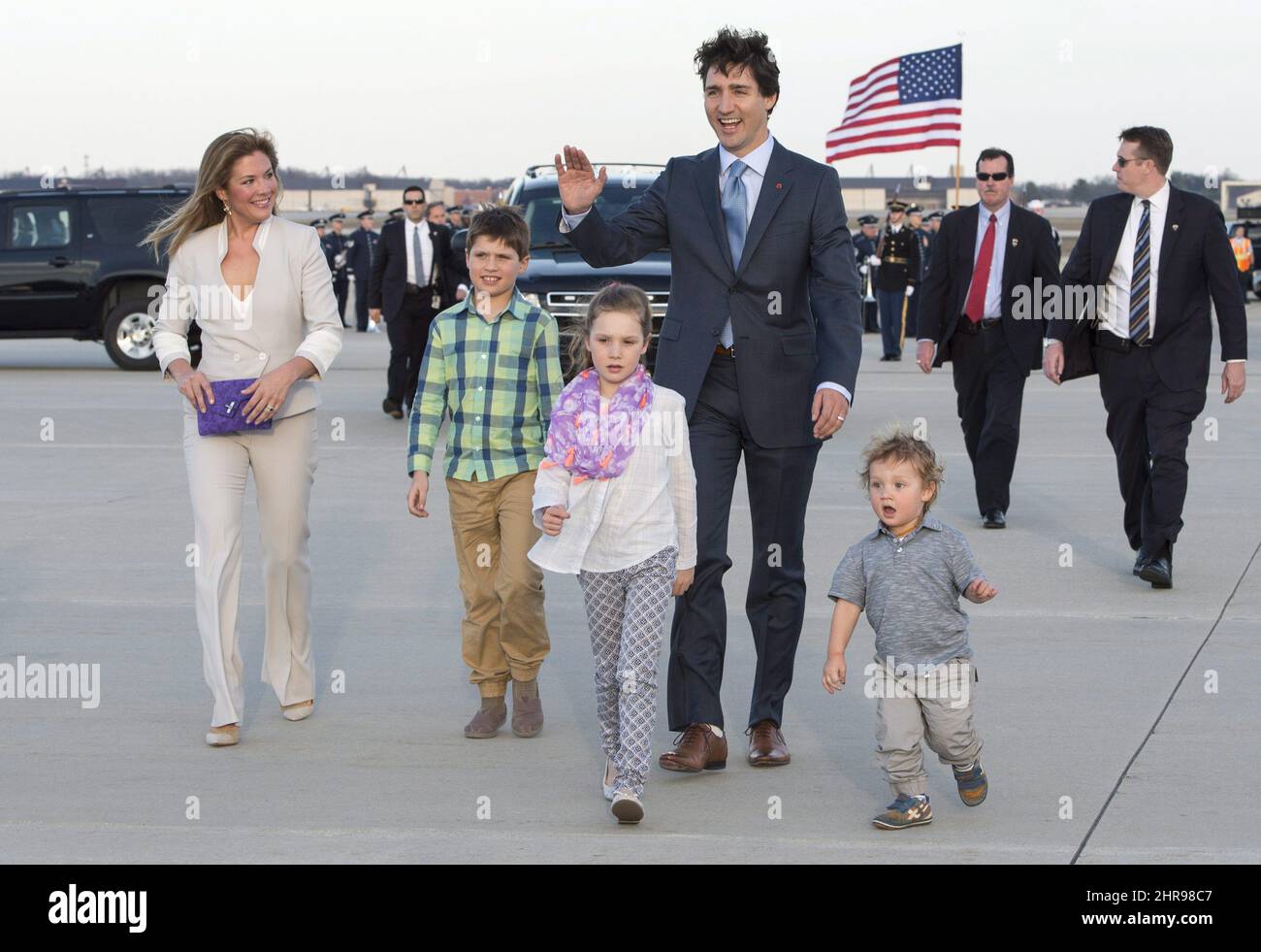Prime Minister Justin Trudeau arrives for a state visit with his wife ...
