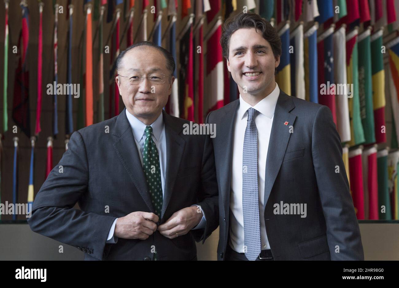 Prime Minister Justin Trudeau is welcomed to the World Bank by its ...