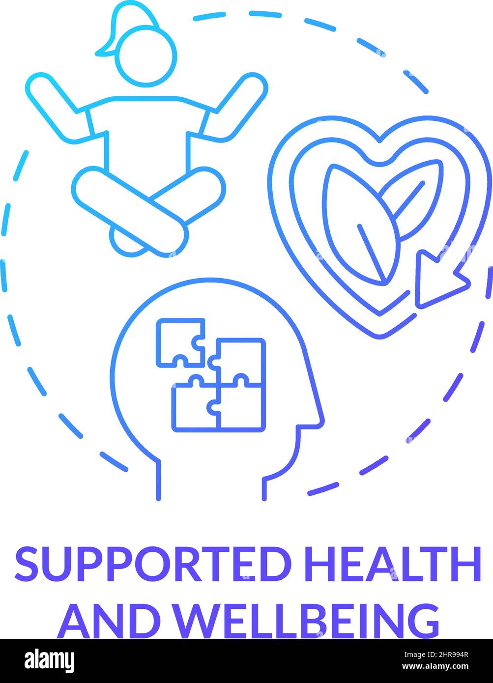 Supported health and wellbeing blue gradient concept icon Stock Vector ...