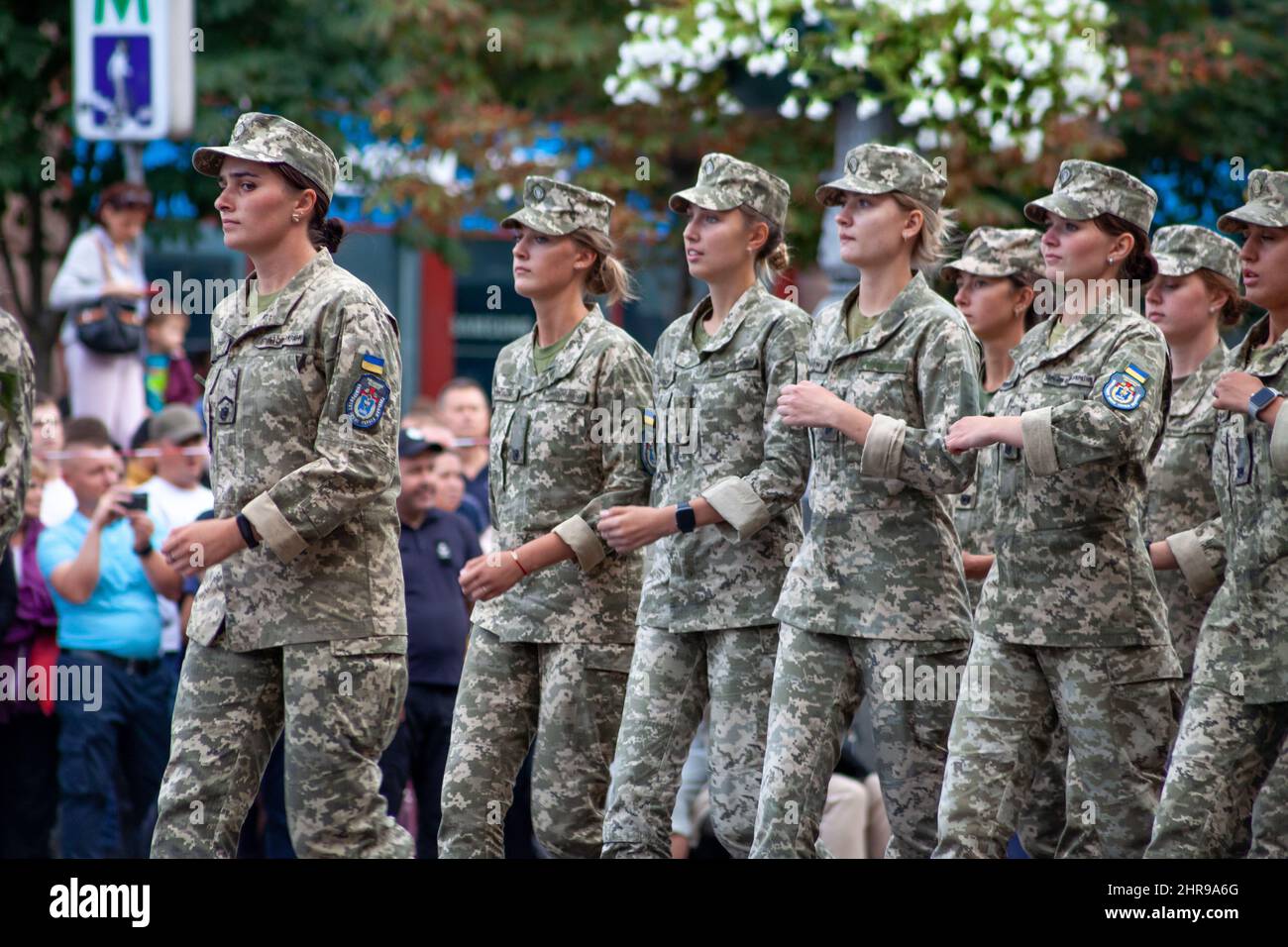 Ukraine, Kyiv - August 18, 2021: Military girls. Airborne forces ...