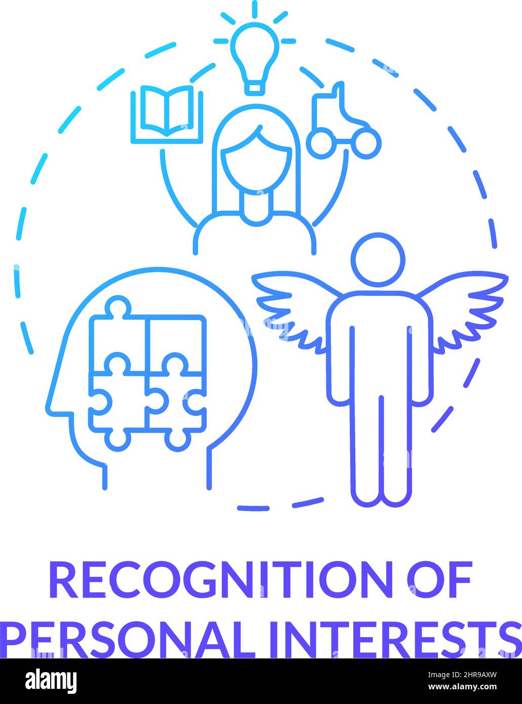 Recognition of personal interests blue gradient concept icon Stock ...