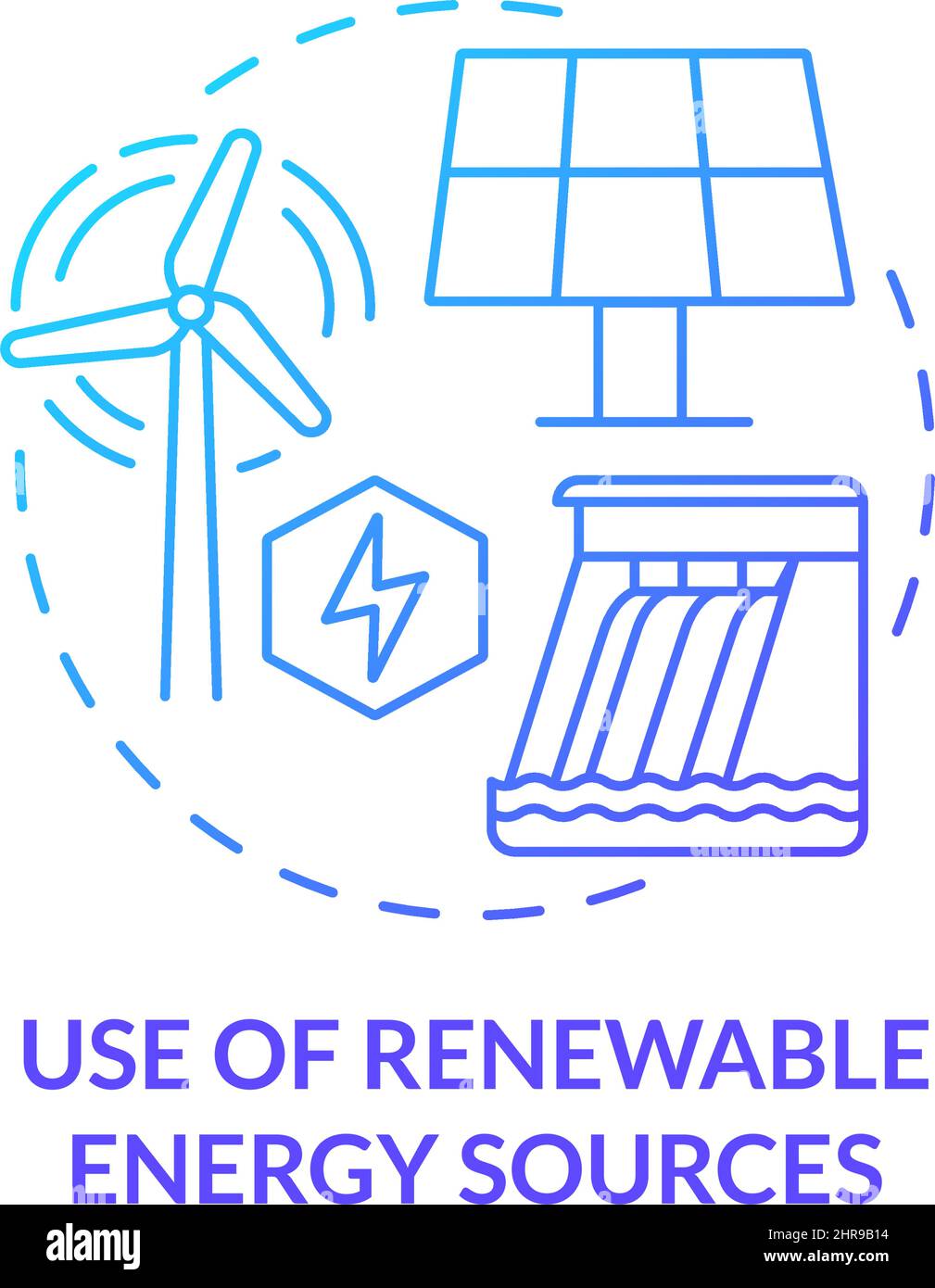 Use of renewable energy sources blue gradient concept icon Stock Vector ...