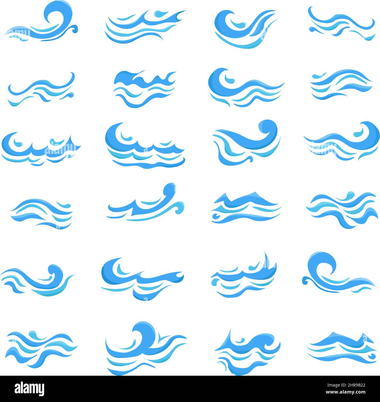 Set of sea blue waves flat design Stock Vector Image & Art - Alamy