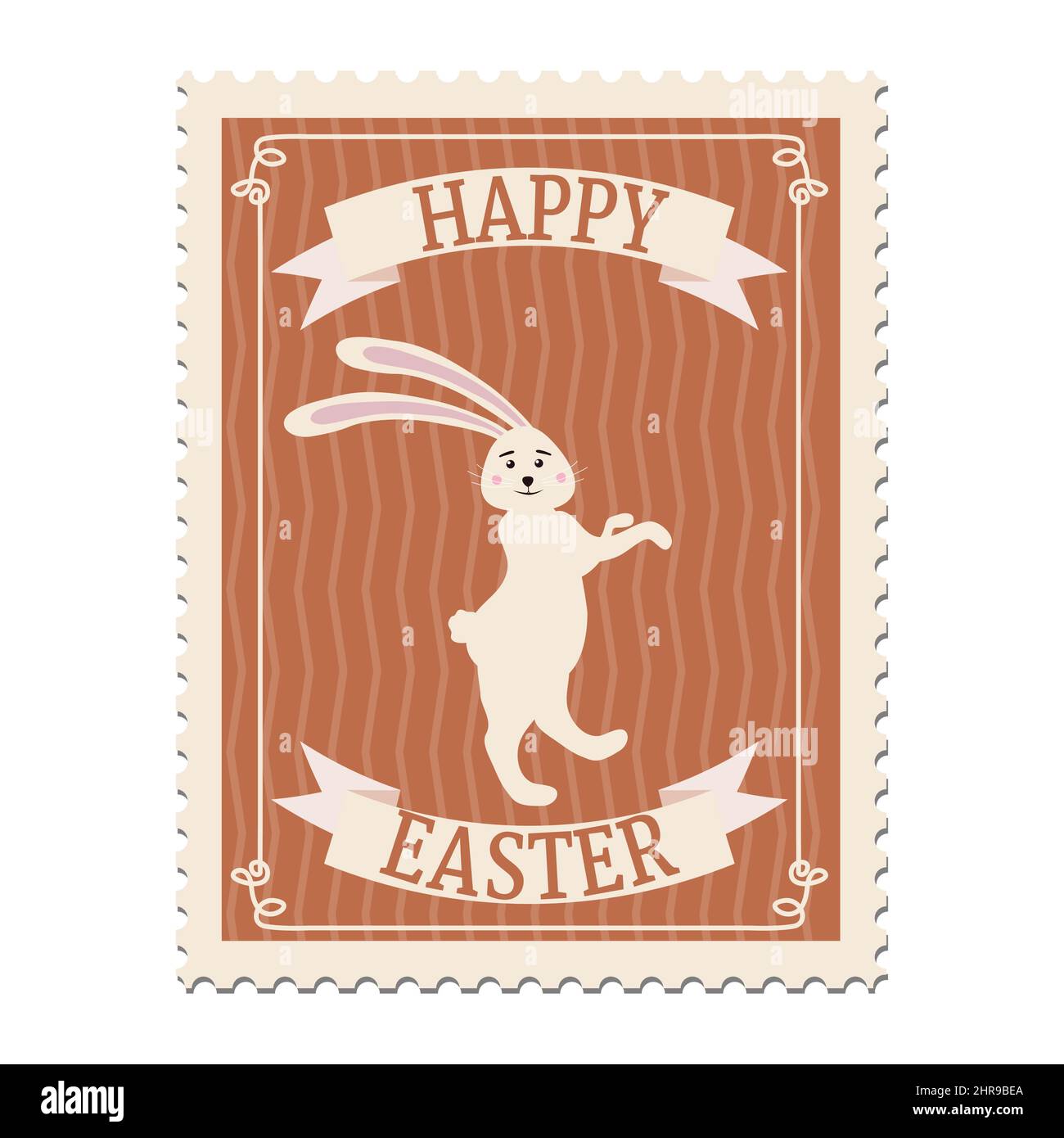 Easter postal stamp, bunny, retro graphic. Vintage vector Stock Vector ...