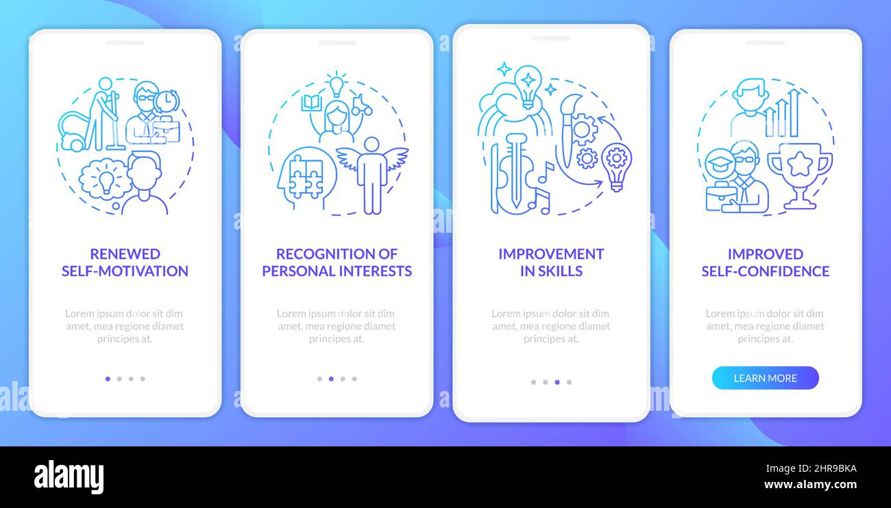 Lifelong learning benefits blue gradient onboarding mobile app screen ... Lifelong learning benefits blue gradient onboarding mobile app screen ...