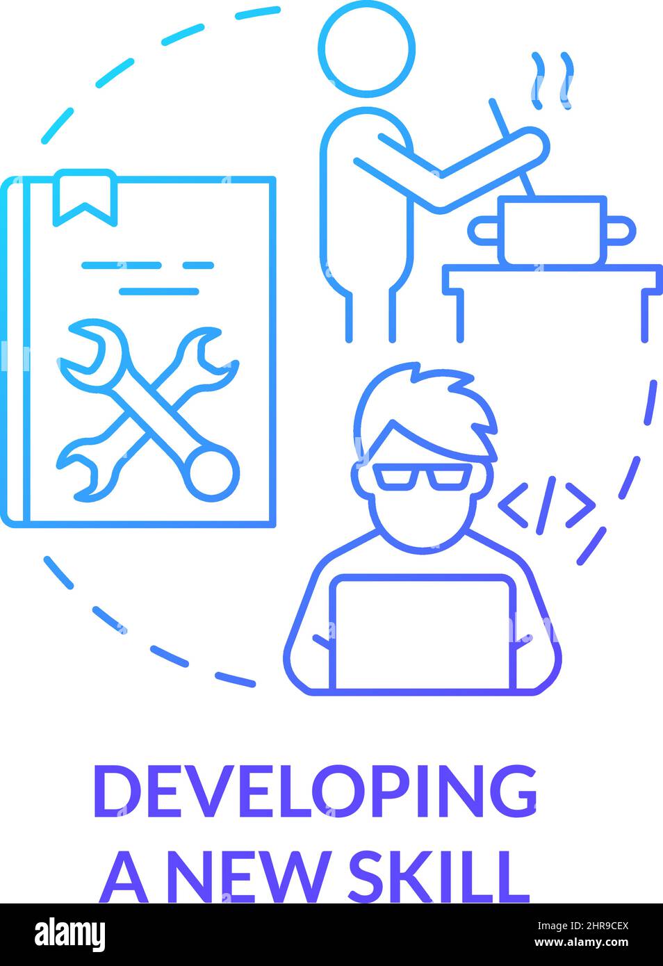 Developing new skill blue gradient concept icon Stock Vector Image ...