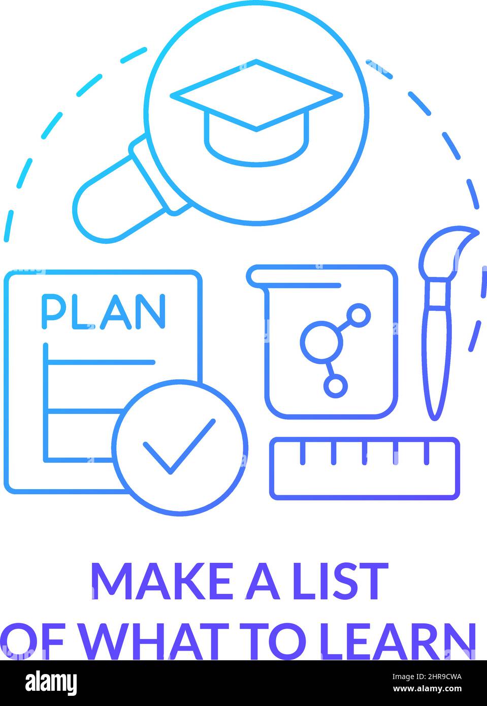 Make list of what to learn blue gradient concept icon Stock Vector ...