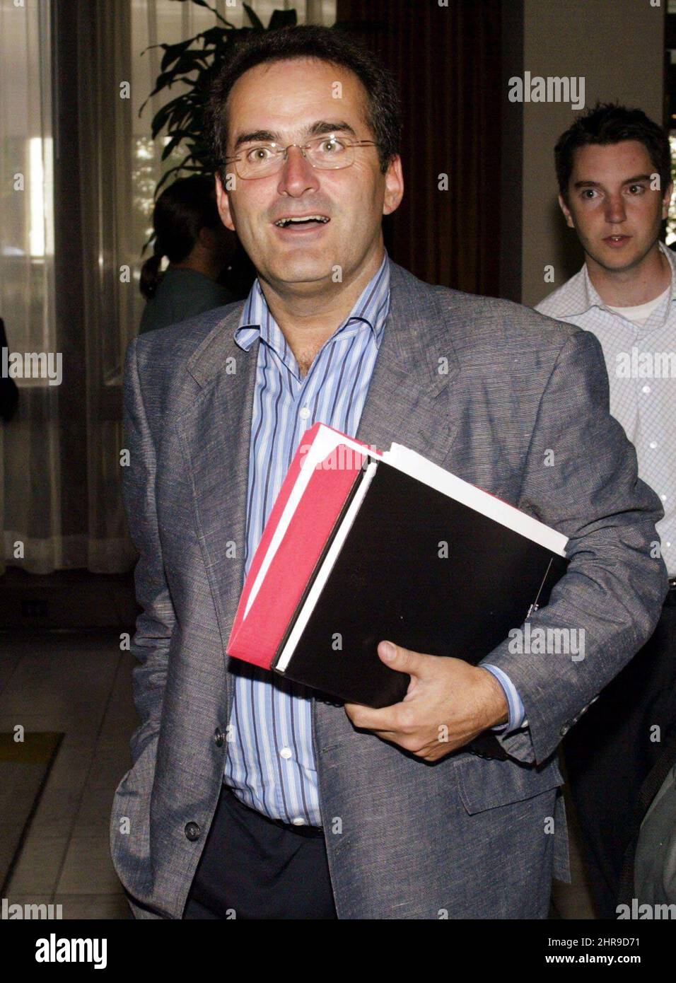 Minister of Transport Jean Lapierre arrives at a Winnipeg hotel for a ...