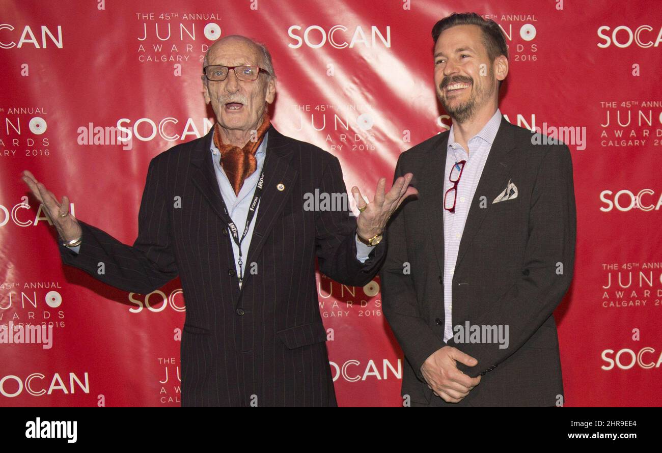 Jerry Granelli and Simon Fisk arrive at the JUNO Gala dinner in Calgary ...