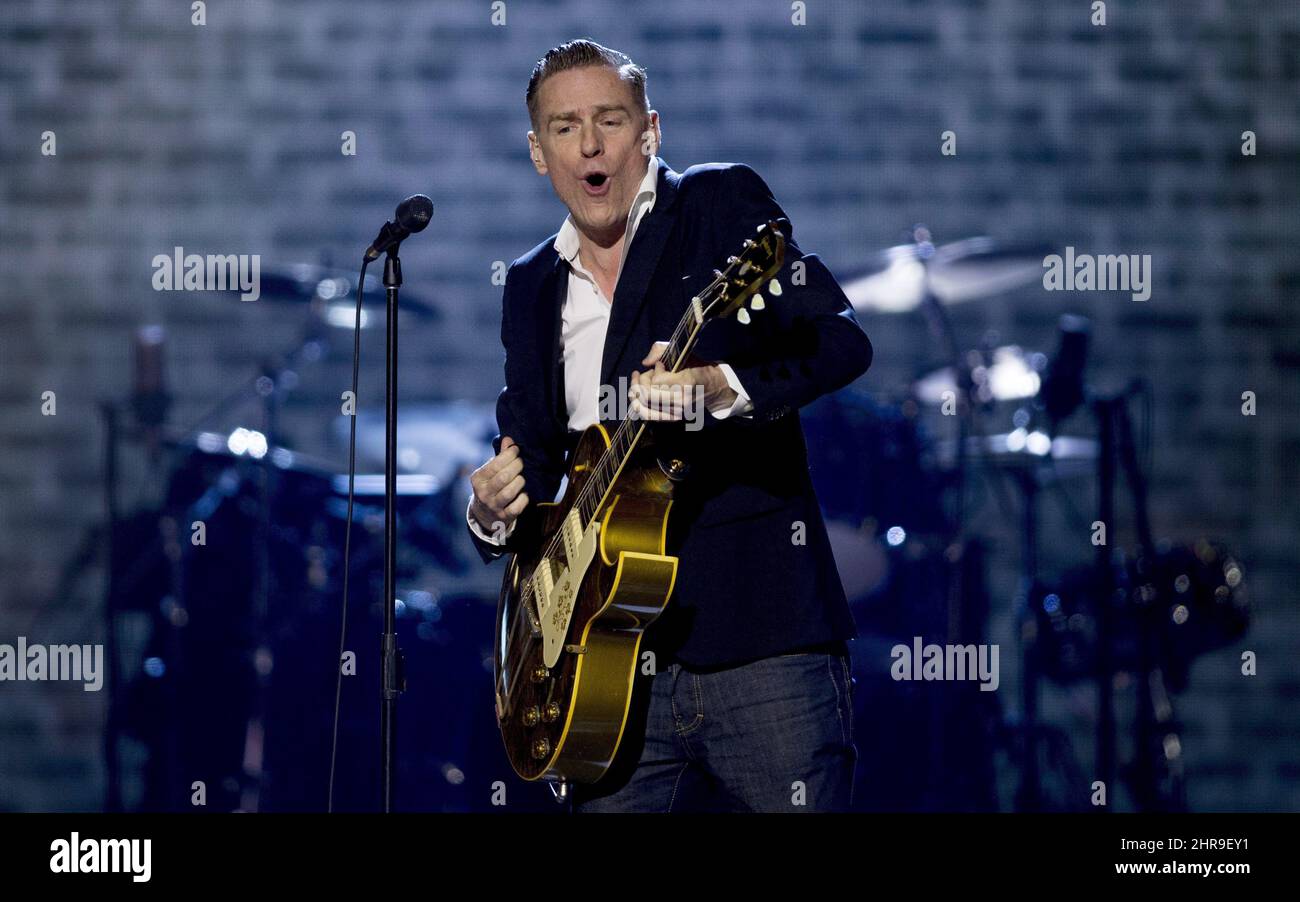 Bryan Adams performs at the Juno Awards in Calgary, Sunday, April 3 ...