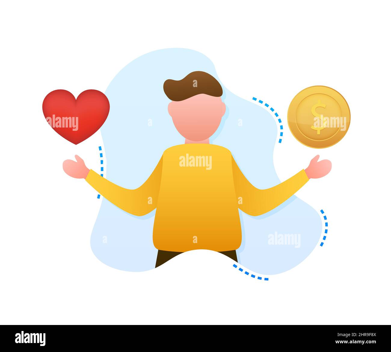 Man choosing between two options love is money. Vector stock ...