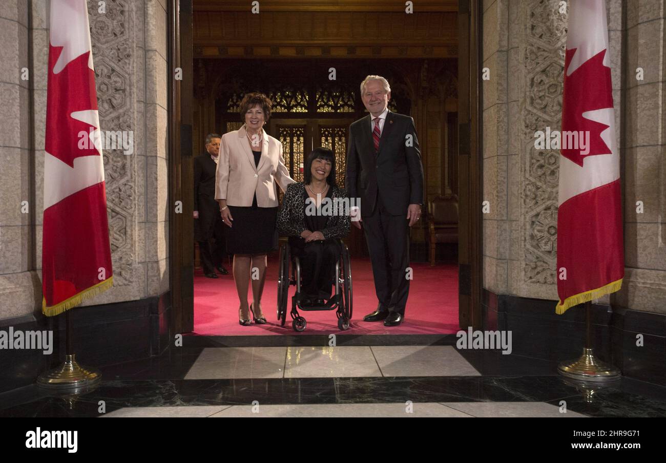 Senator Chantal Petitclerc poses for a photo with Senator Claudette ...