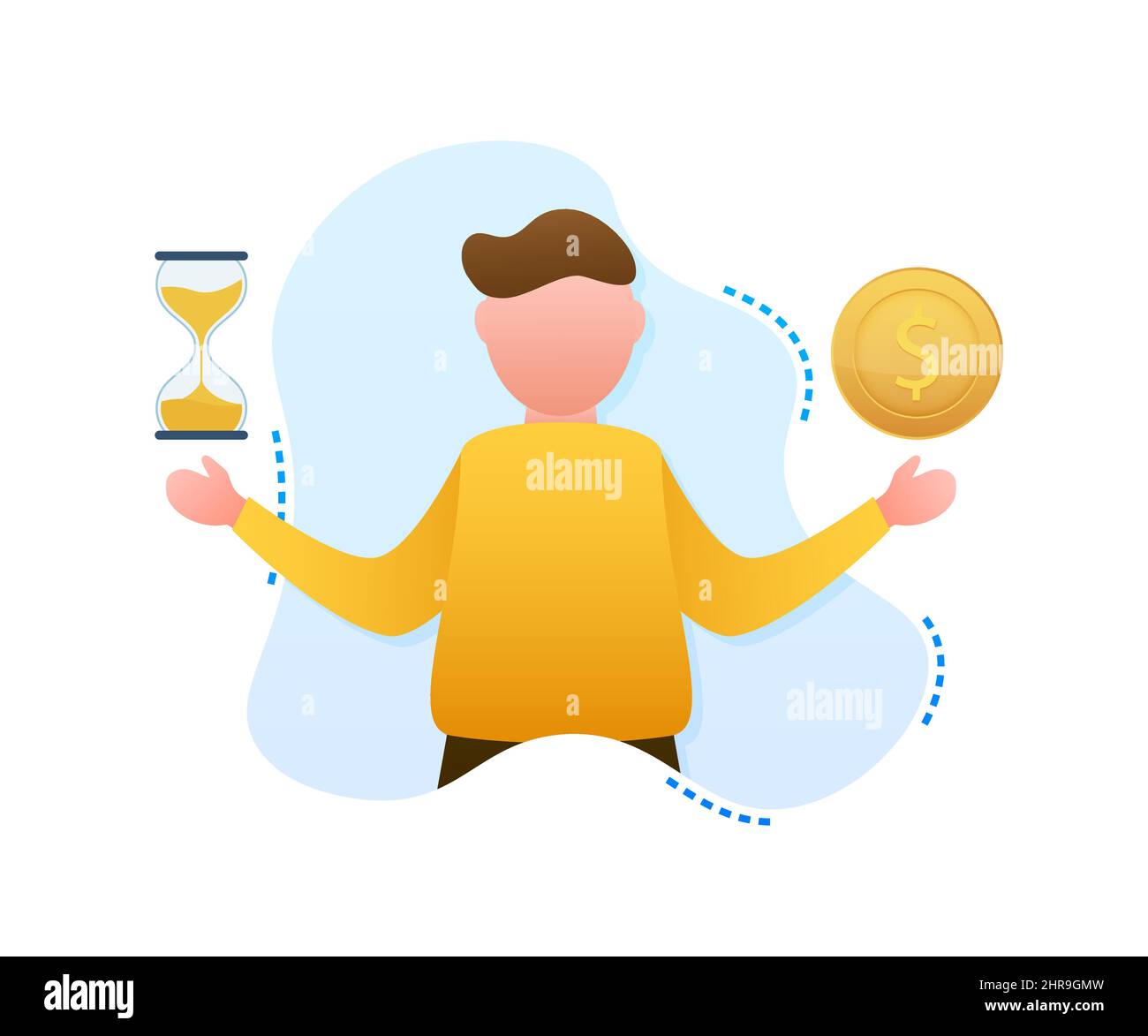 Man choosing between two options Time and money. Vector stock ...