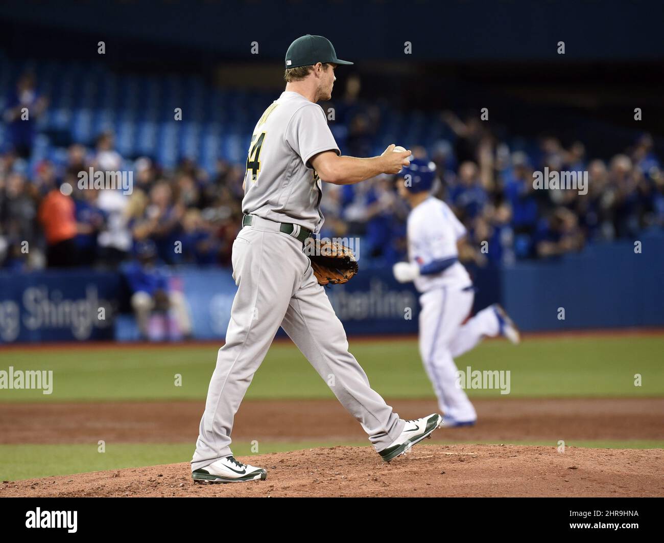 Oakland Athletics' Sonny Gray reacts as Toronto Blue Jays' Darwin ...