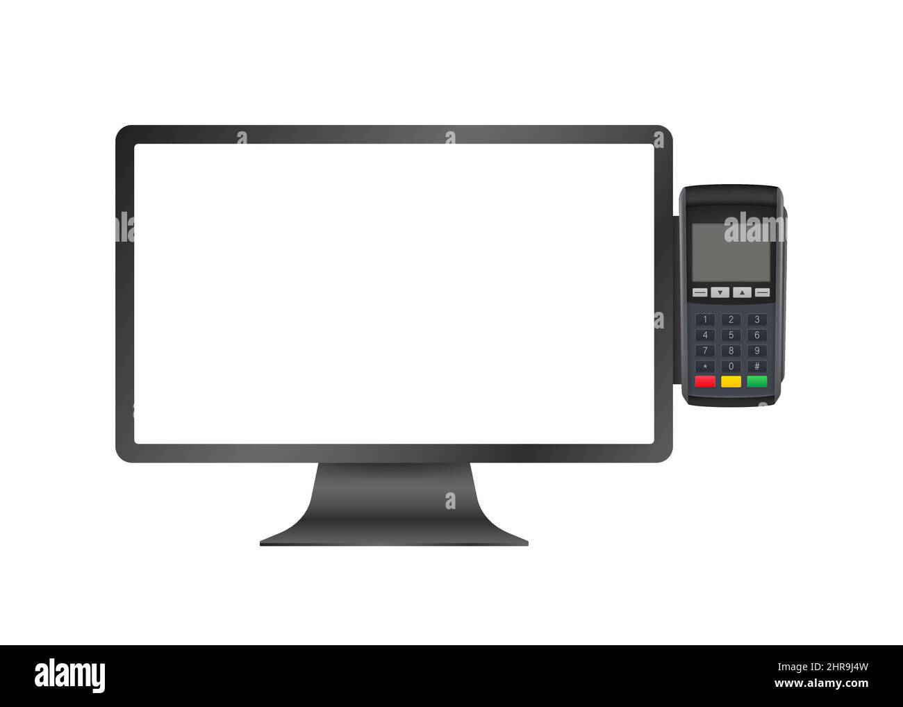 Pos Tablet computers, cash register Equipments. Business vector icon ...